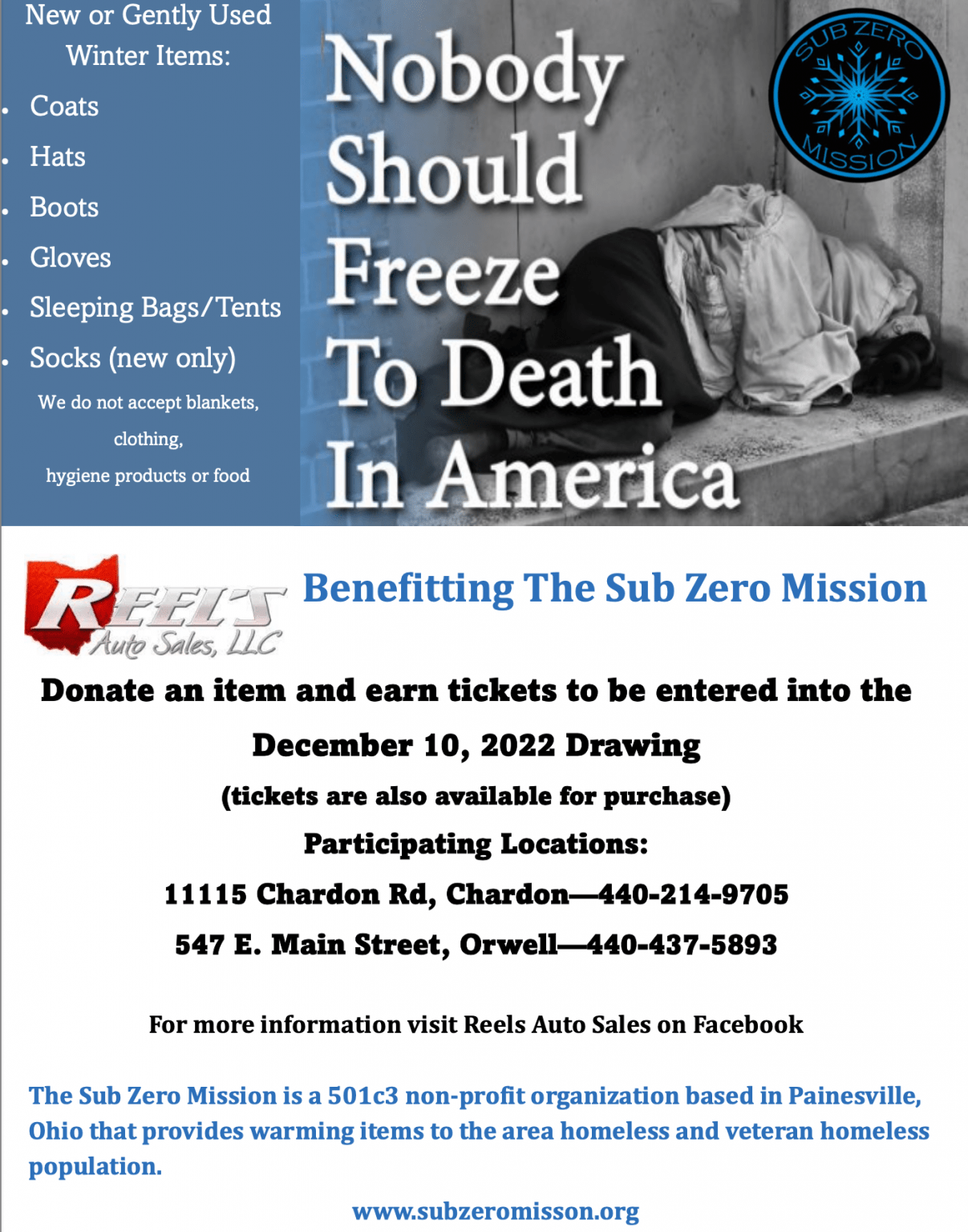 Reels Auto December Collection Raffle – Sub Zero Mission